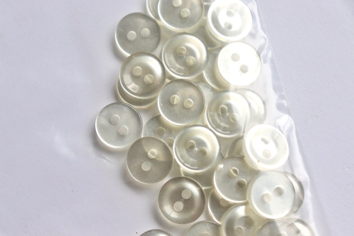 Vintage Clear Plastic Shirt Buttons Small Transparent Set of 40 for ...