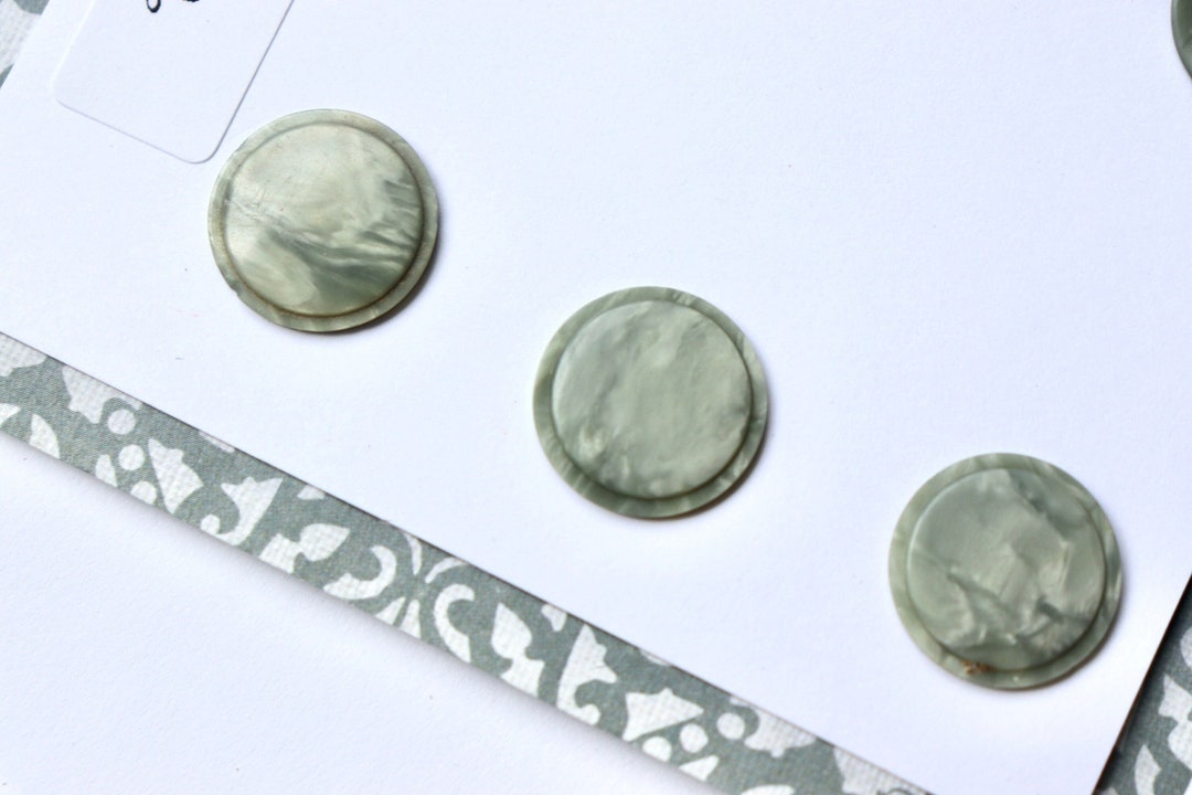 Grey Marble Look Plastic Buttons - Flat Vintage Set of 6 for Fashion ...