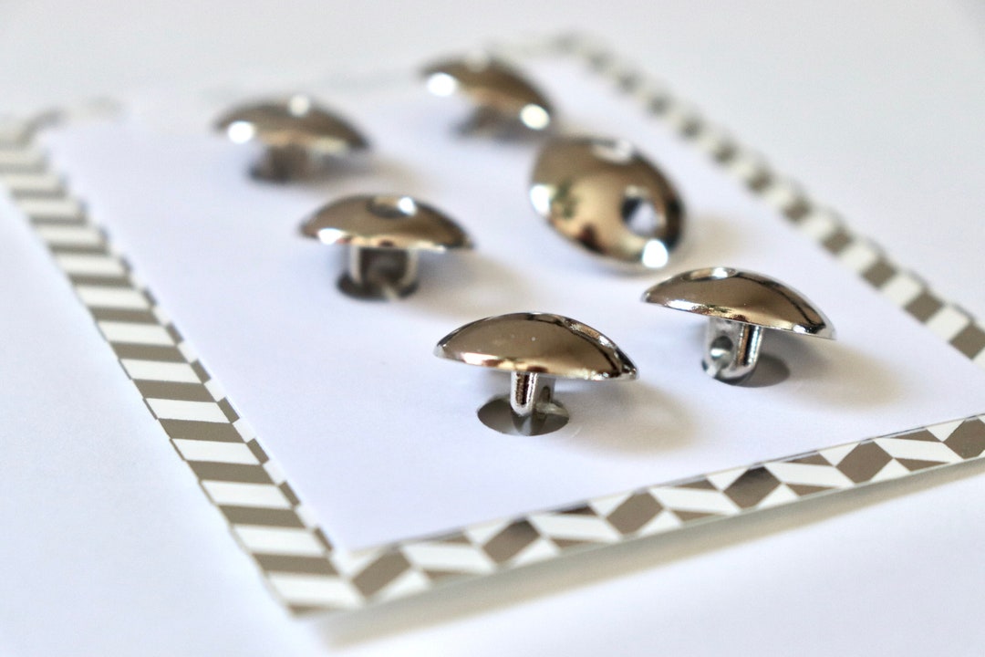 Cute Mirrored Buttons - Vintage Silver Metal Reflective Shank Set of 6 ...