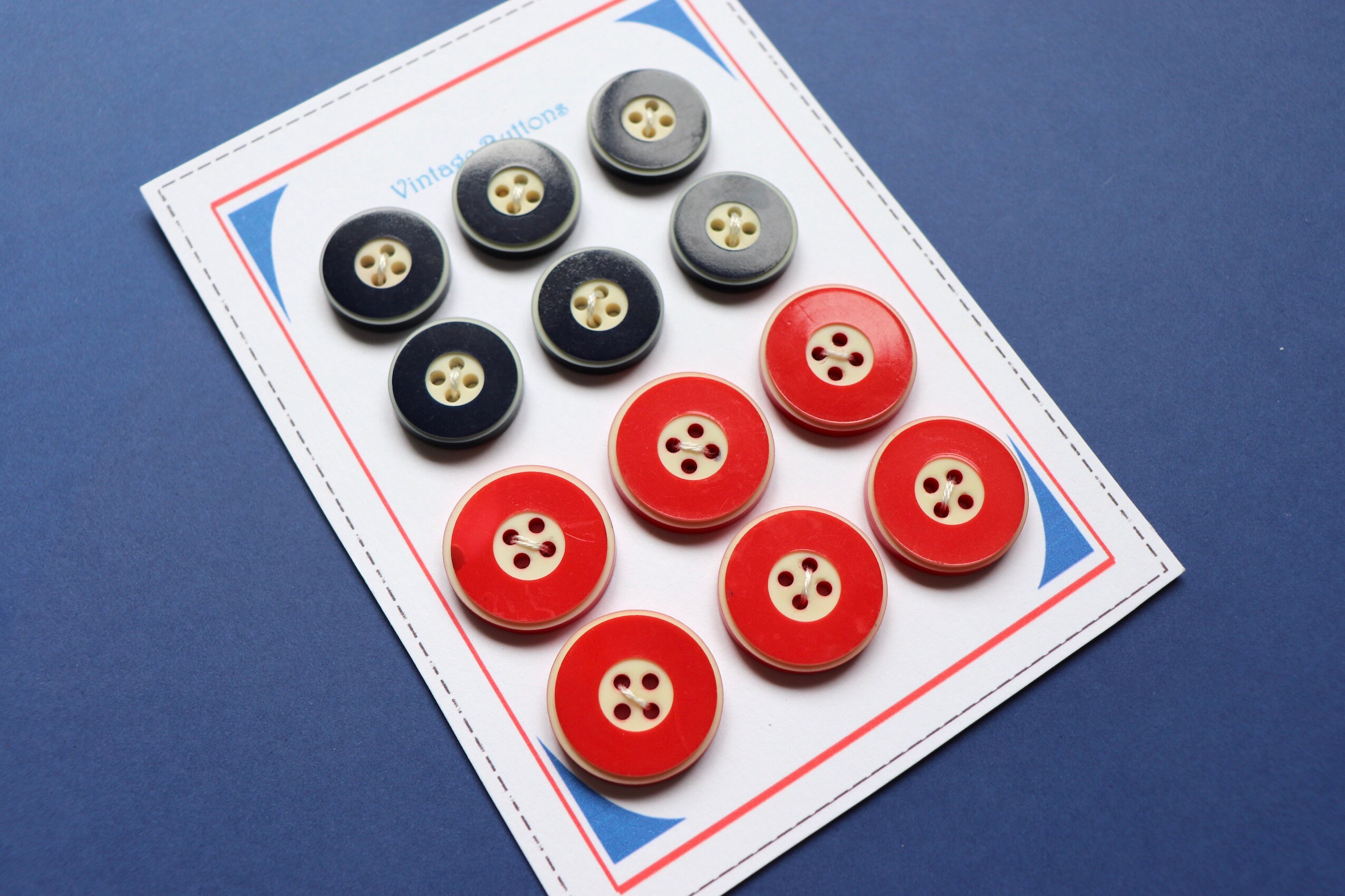 Nautical Red White Blue Buttons 2 Vintage Sets on Card - Etsy