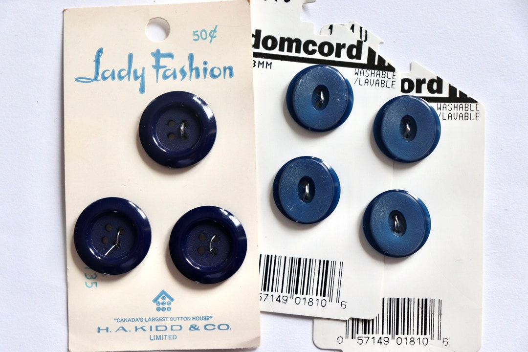 Vintage Navy Blue Button Sets - Classic 2-hole, 4-hole Plastic Buttons ...