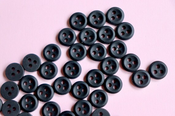 40 Vintage 3-Hole Black Matte Buttons Bulk Plastic Set for | Etsy