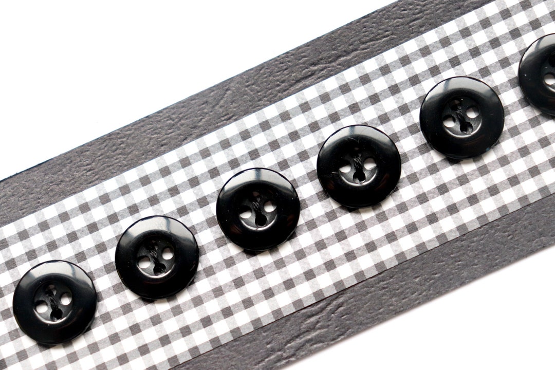 Classic Gloss Black Buttons - Shiny Quality 4-hole Vintage Set of 7 ...