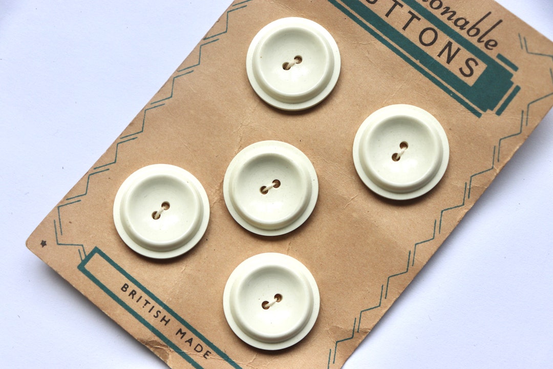 Retro White 'british Made' Buttons - Quality Vintage Smooth Concave 2 ...