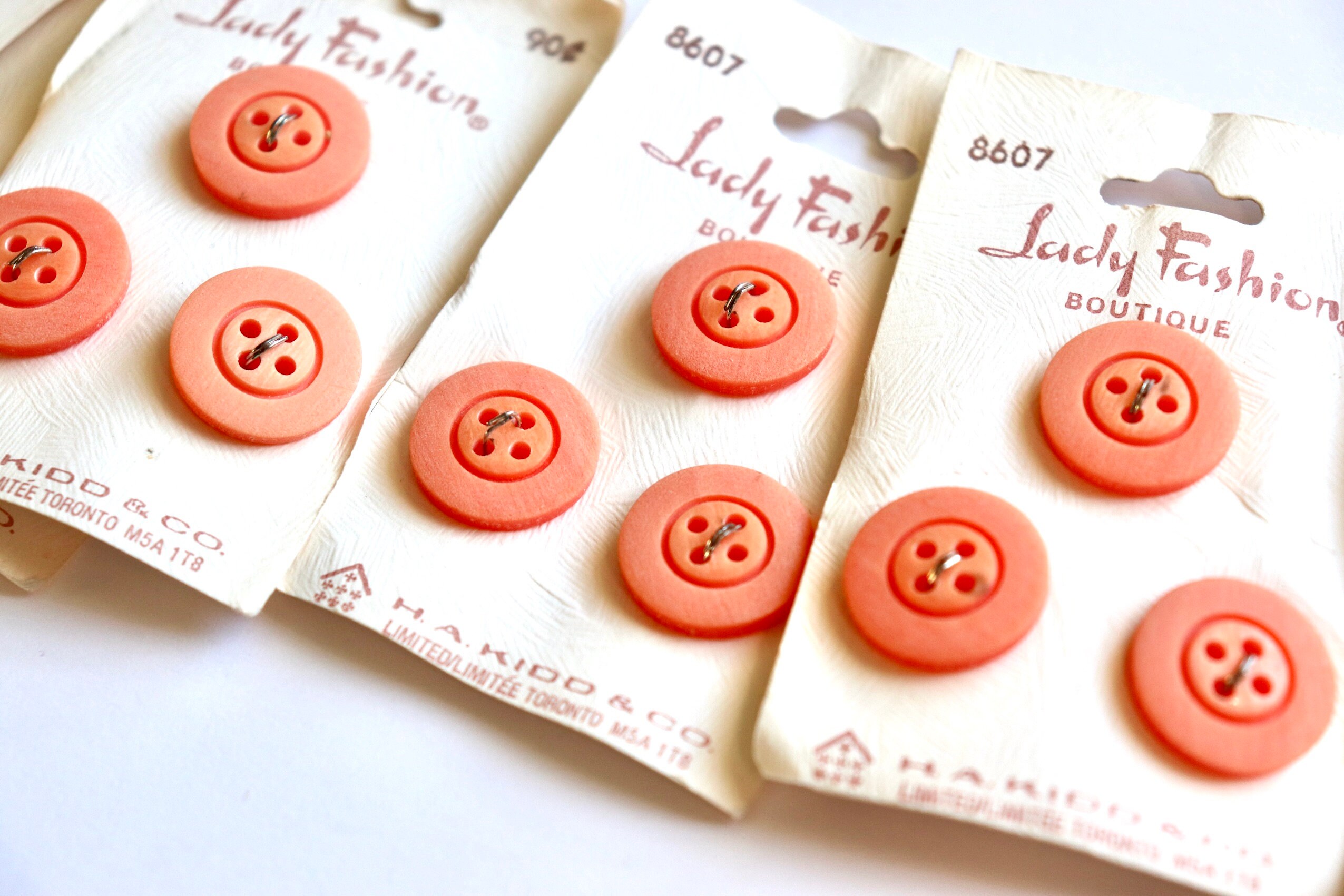 Vintage Orange Peach Buttons Quality Vintage Lot on Original 'lady ...