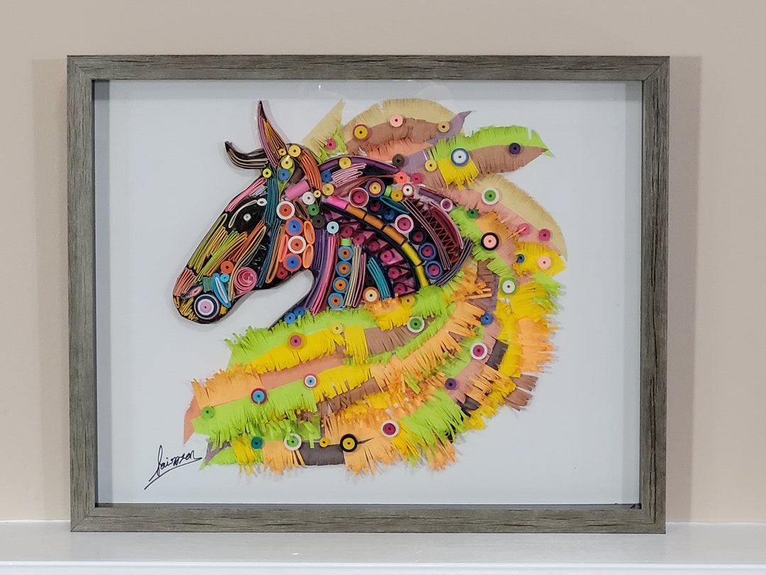 Coloured Horse Quilling Art - Quilling Wall Decor - Unique Gift -paper ...