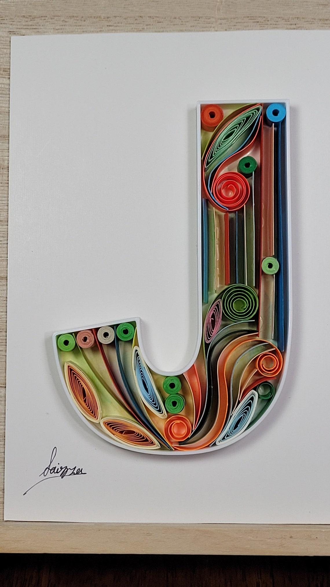 J Quilling Wall Paper Art Letter J Paper Art Personalized Monogram Gift ...