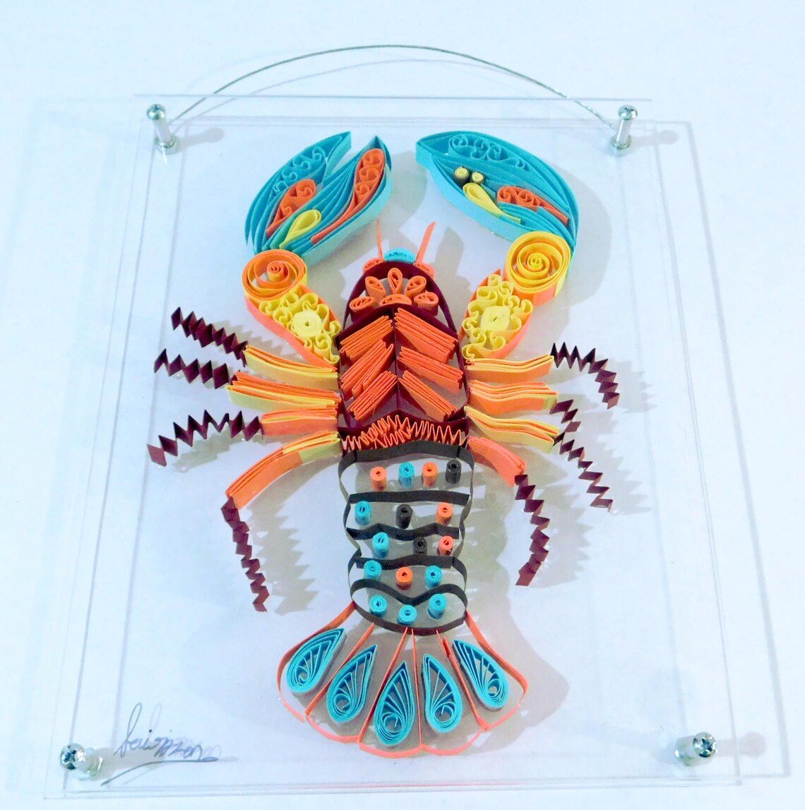 Lobster 108 in Handmade Transparent Frame Original Handmade Quilled ...