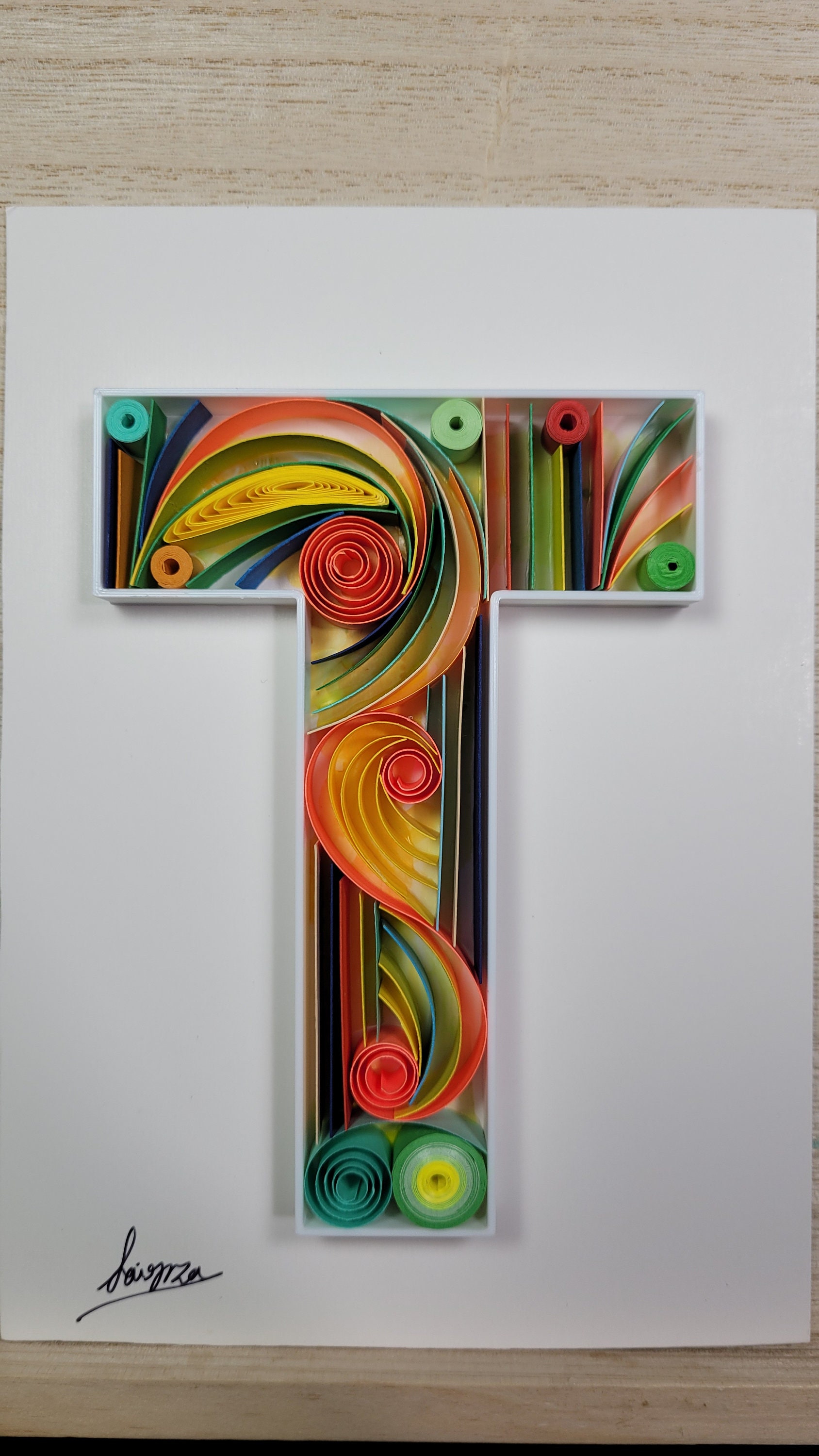 T Quilled Wall Paper Art Letter T Quilling Paper Art Personalised ...