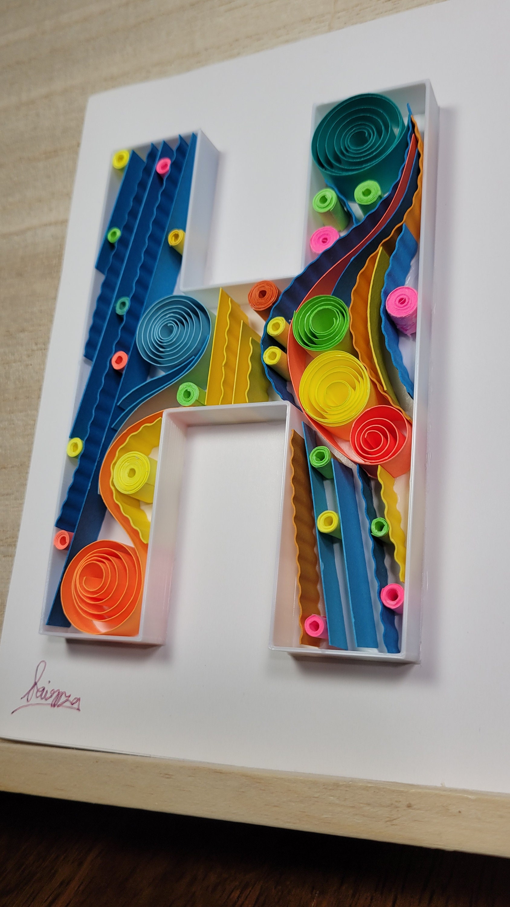 H Quilling Wall Paper Art Letter H Paper Art Personalized Monogram Gift ...