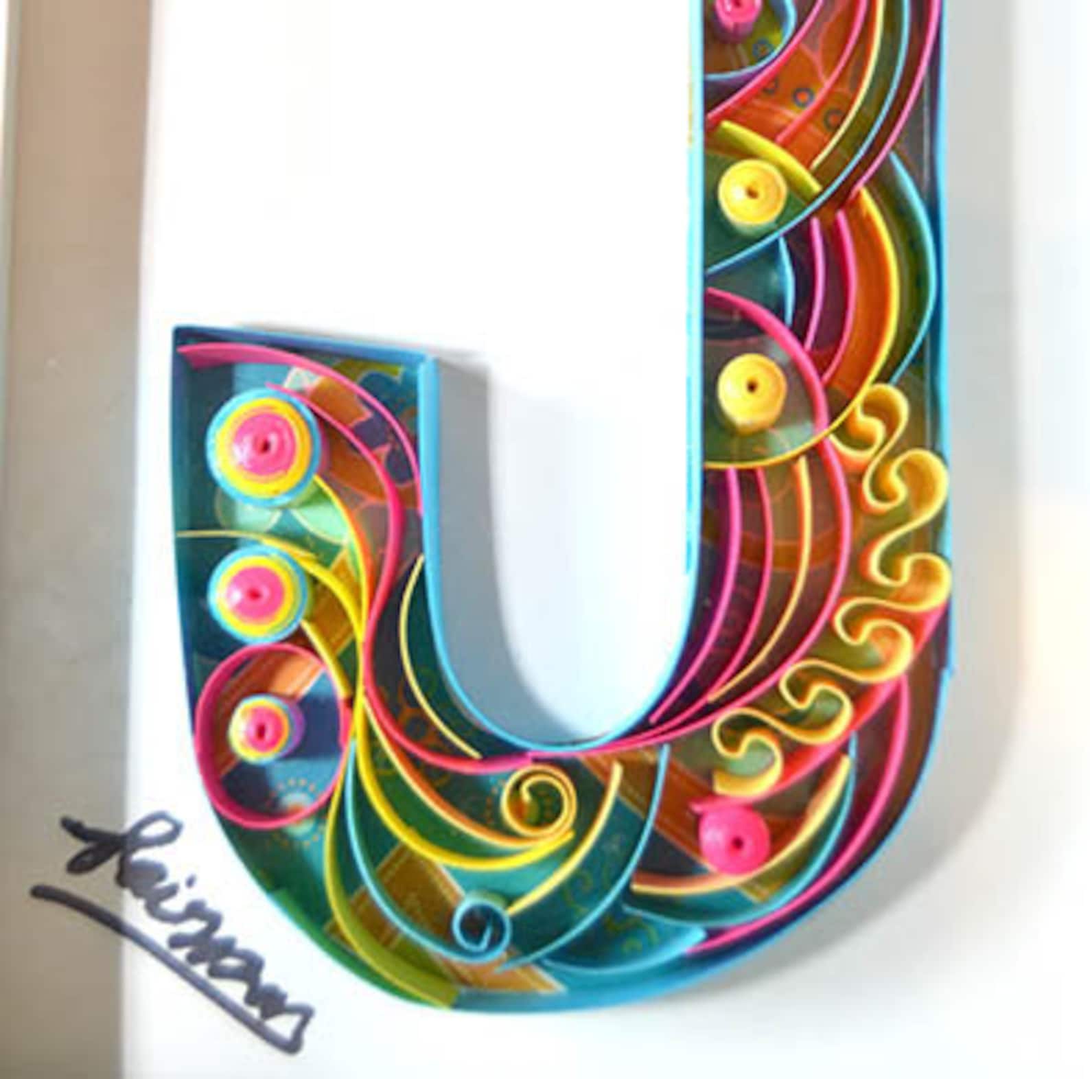 J Quilling Wall Paper Art Letter J Paper Art - Etsy