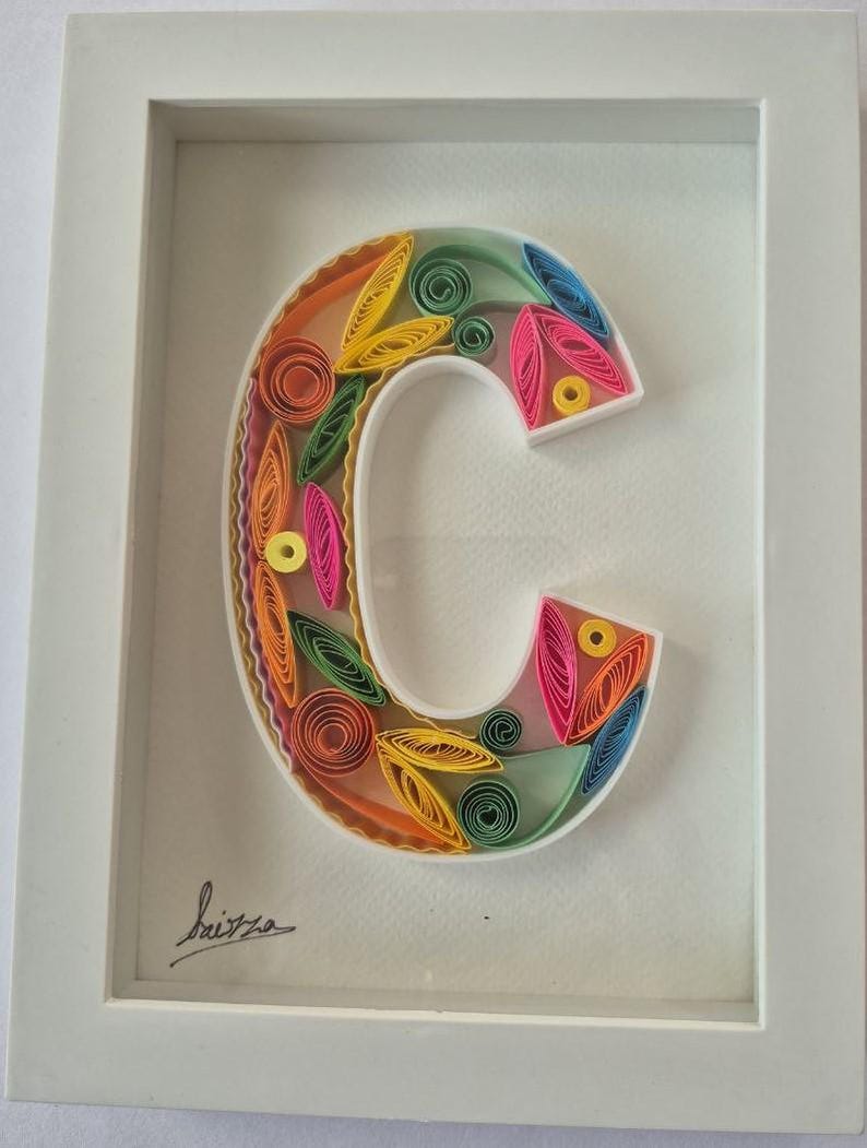 Custom Quilled Letter C Wall Art – Personalized Monogram Gift, Handmade ...
