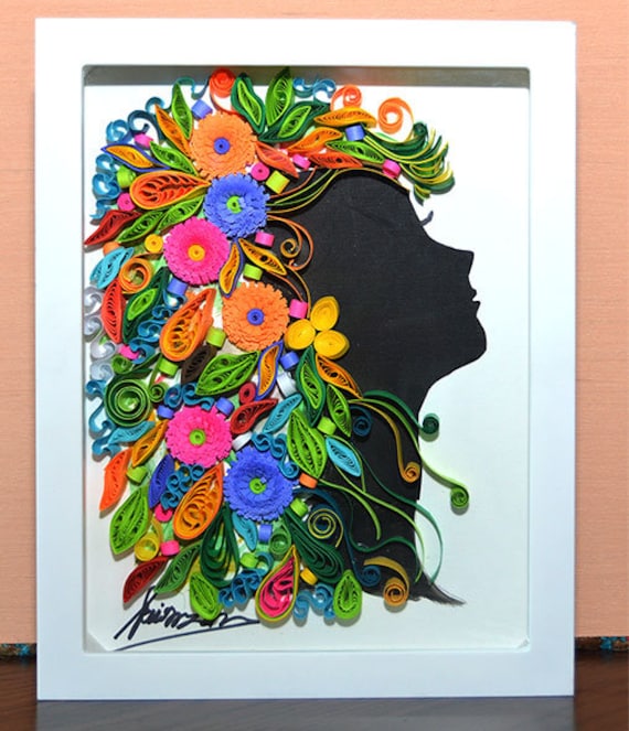 Girl's Face With Flower Hair 11x9 Quilled Paper Art - Etsy UK
