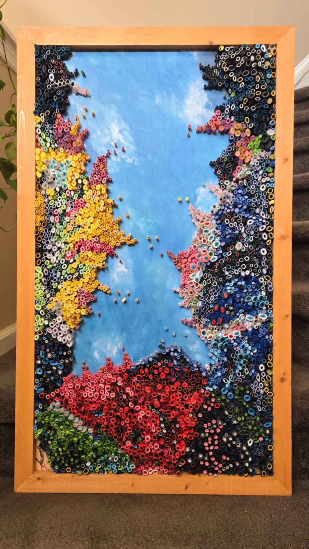 Colorful Paper Quilling Wall Art | 38"x23" Framed Handmade Paper ...