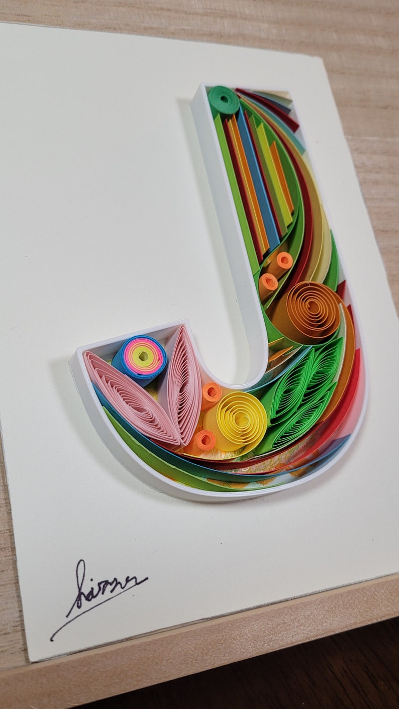 J Quilling Wall Paper Art Letter J Paper Art Personalized Monogram Gift ...