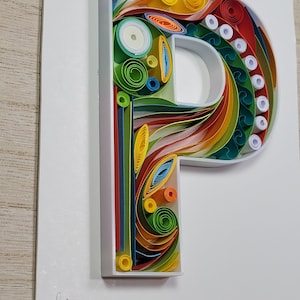 Quilled Letter P Wall Art – Personalized Monogram Gift, Handmade Framed ...
