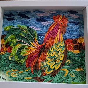 Handmade Quilling Rooster Art 3D Paper Quilled Farmhouse Decor in ...