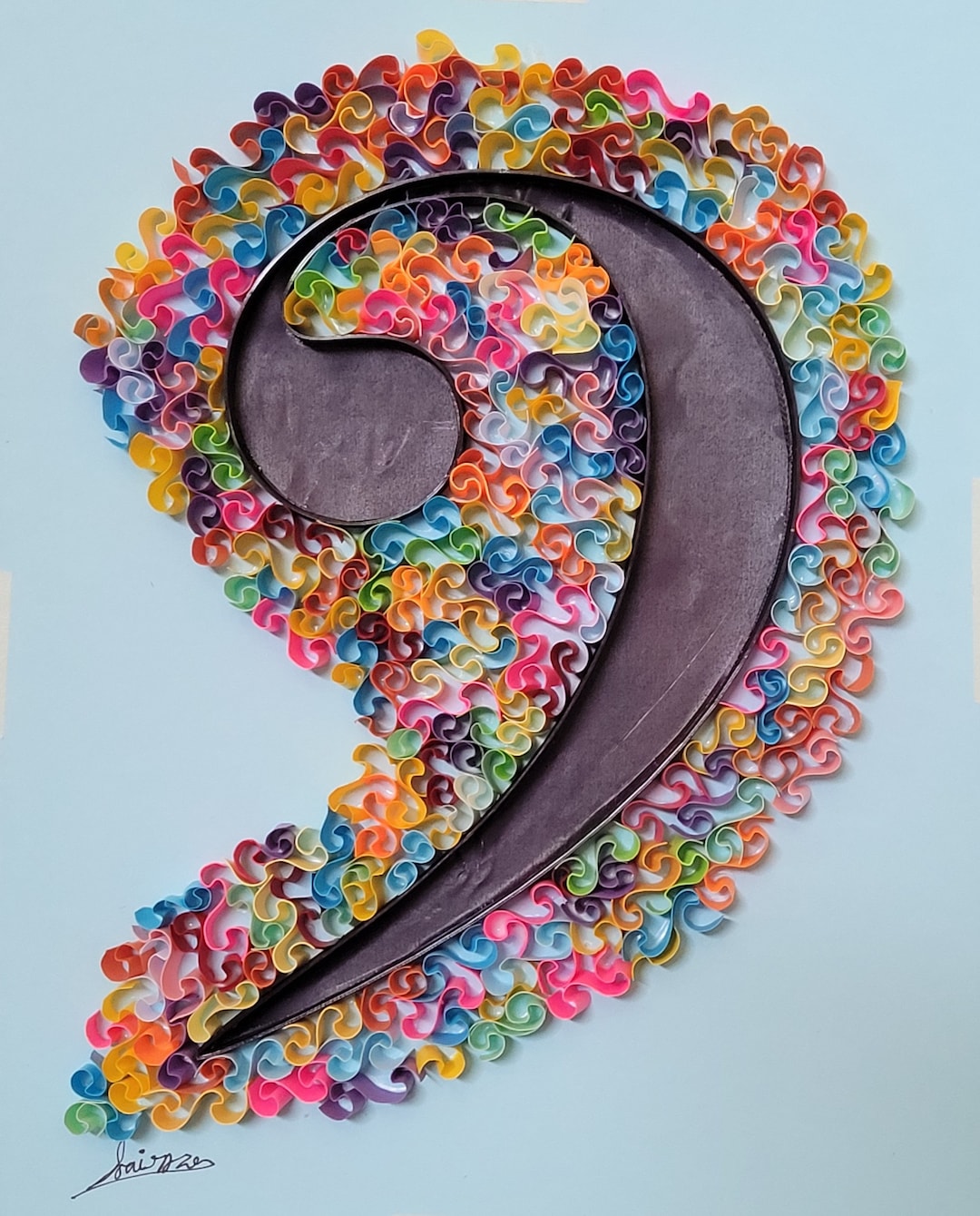 Template of Treble Clef Paper Quilling Artwork, Nursery Decor, Original ...