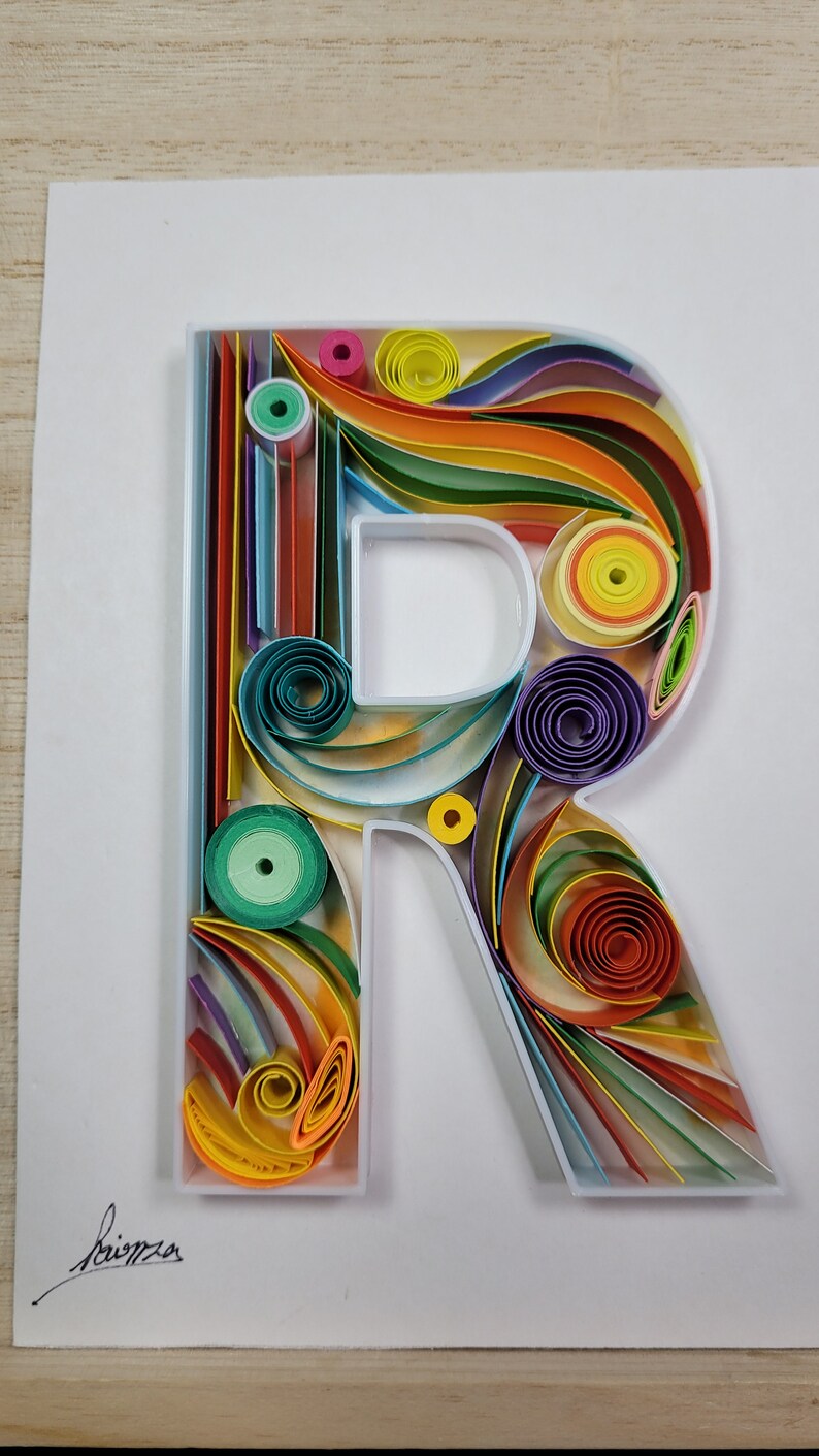R Quilled Wall Paper Art Letter R Quilling Paper Art Personalised ...