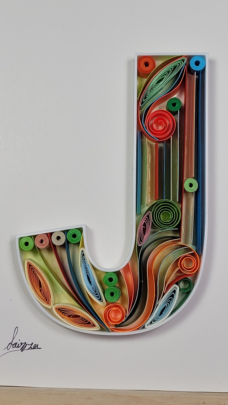 J Quilling Wall Paper Art Letter J Paper Art Personalized Monogram Gift ...