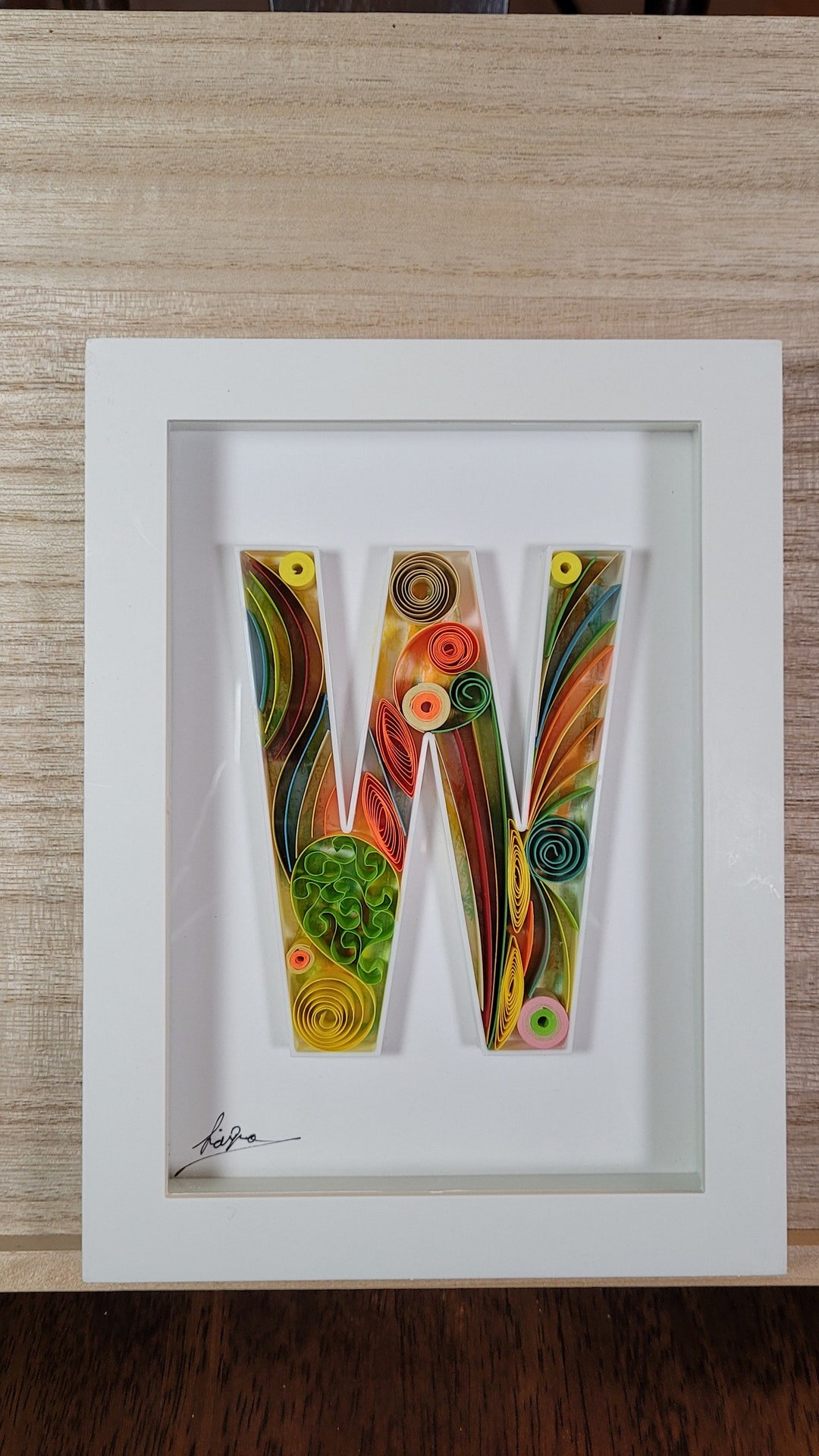 W Quilled Wall Paper Art Letter W Quilling Paper Art Personalised ...