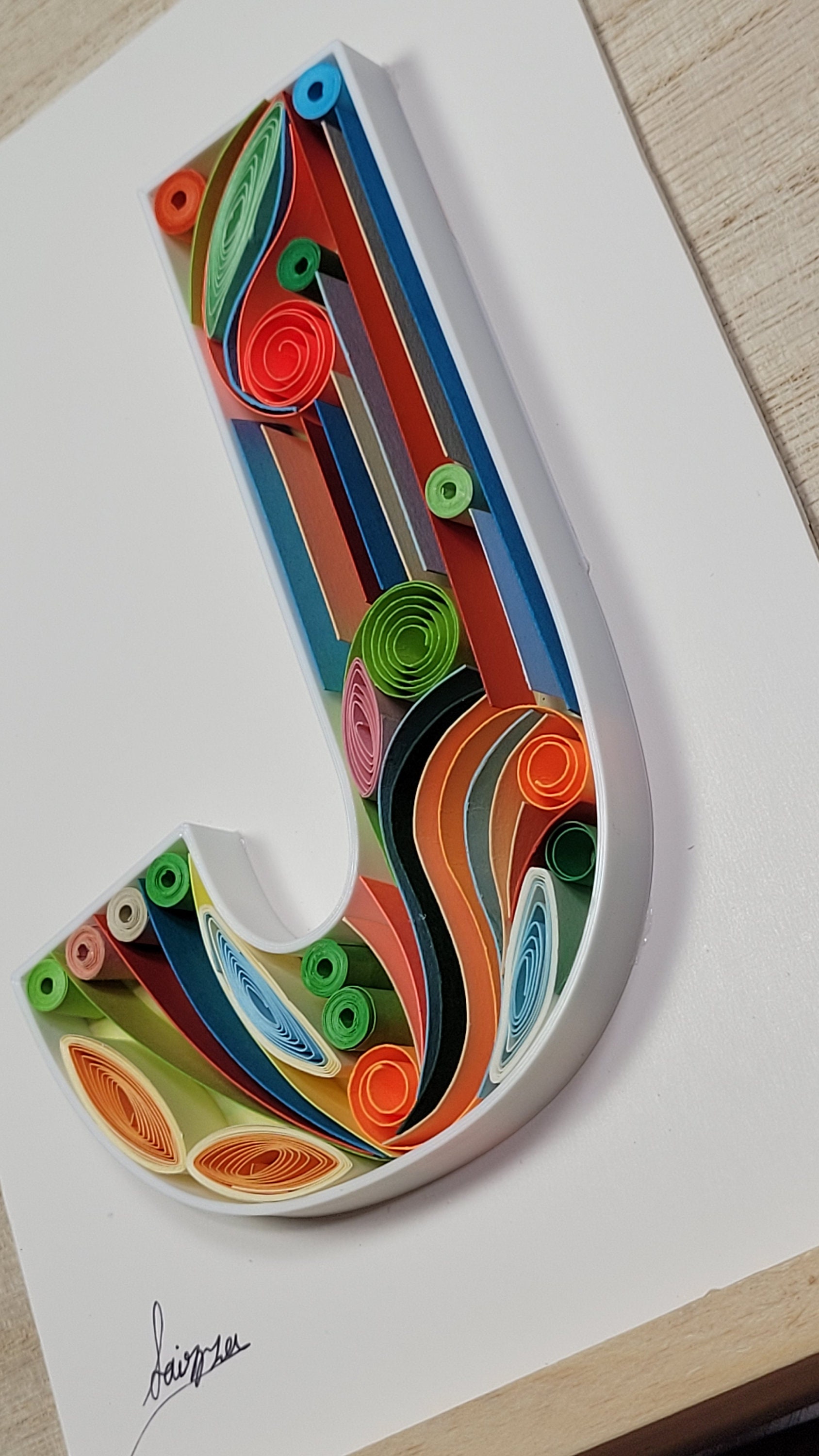 J Quilling Wall Paper Art Letter J Paper Art Personalized Monogram Gift ...