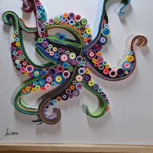 Handmade Quilling Octopus Art 3D Paper Quilled Ocean Wall Decor in ...