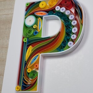 Quilled Letter P Wall Art – Personalized Monogram Gift, Handmade Framed ...