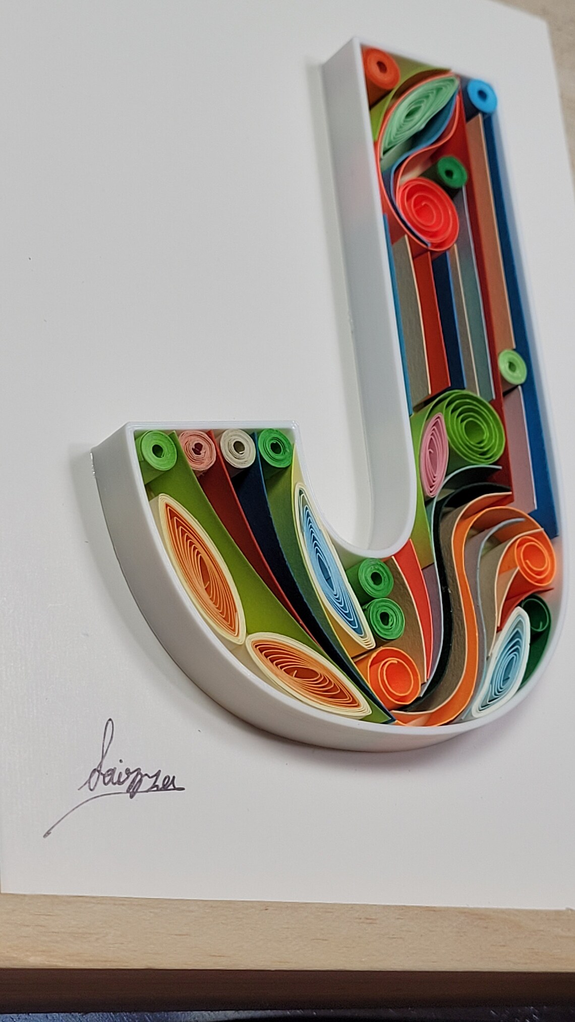 J Quilling Wall Paper Art Letter J Paper Art Personalized Monogram Gift ...