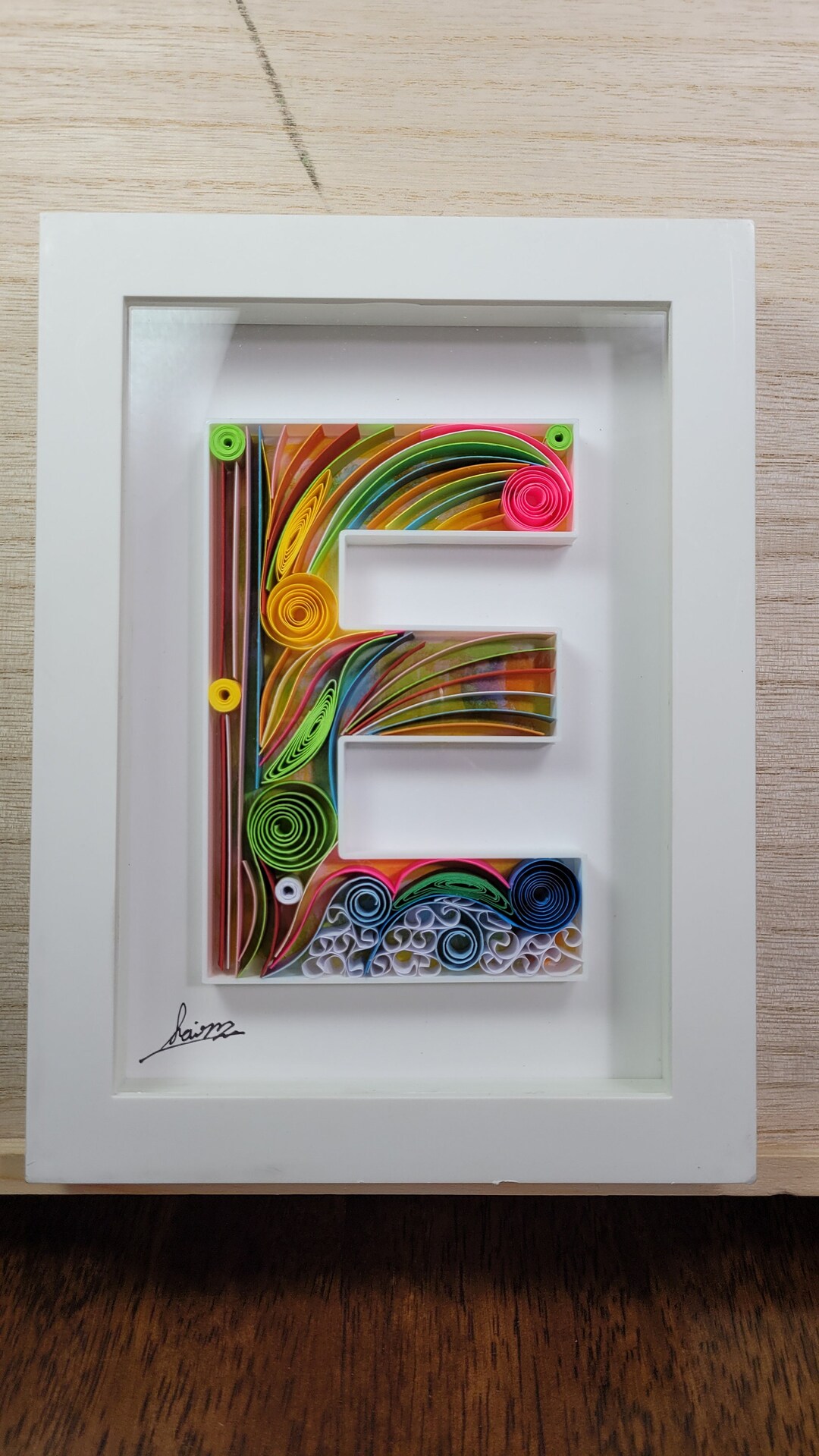 Custom Quilled Letter E Wall Art – Personalized Monogram Gift, Handmade ...