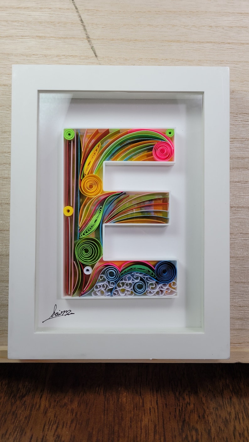 Letter E/quilling Wall Paper Art/custom/paper Art, E, Monogram, Framed ...