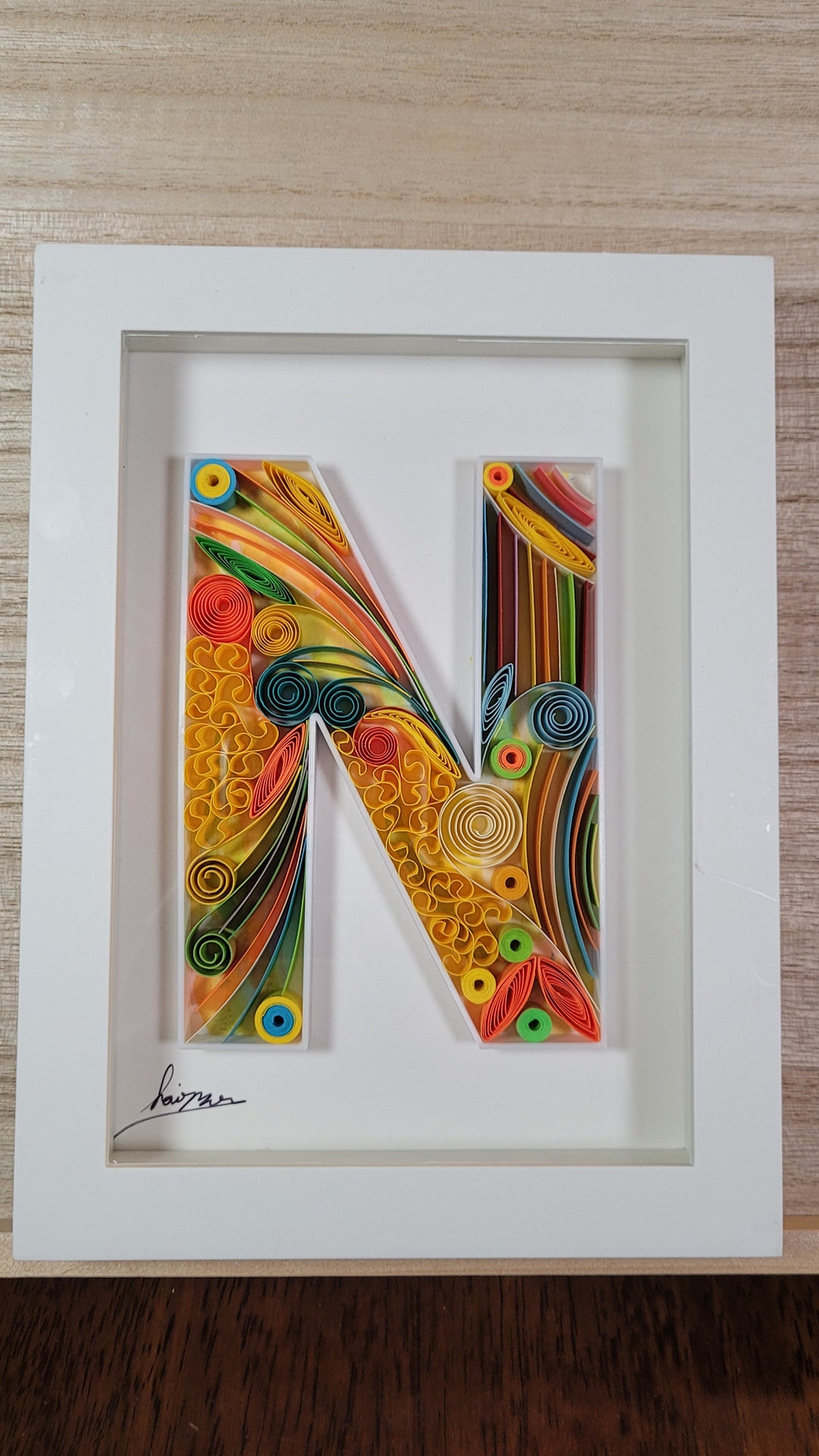 Custom Quilled Letter N Wall Art – Personalized Monogram Gift, Handmade ...