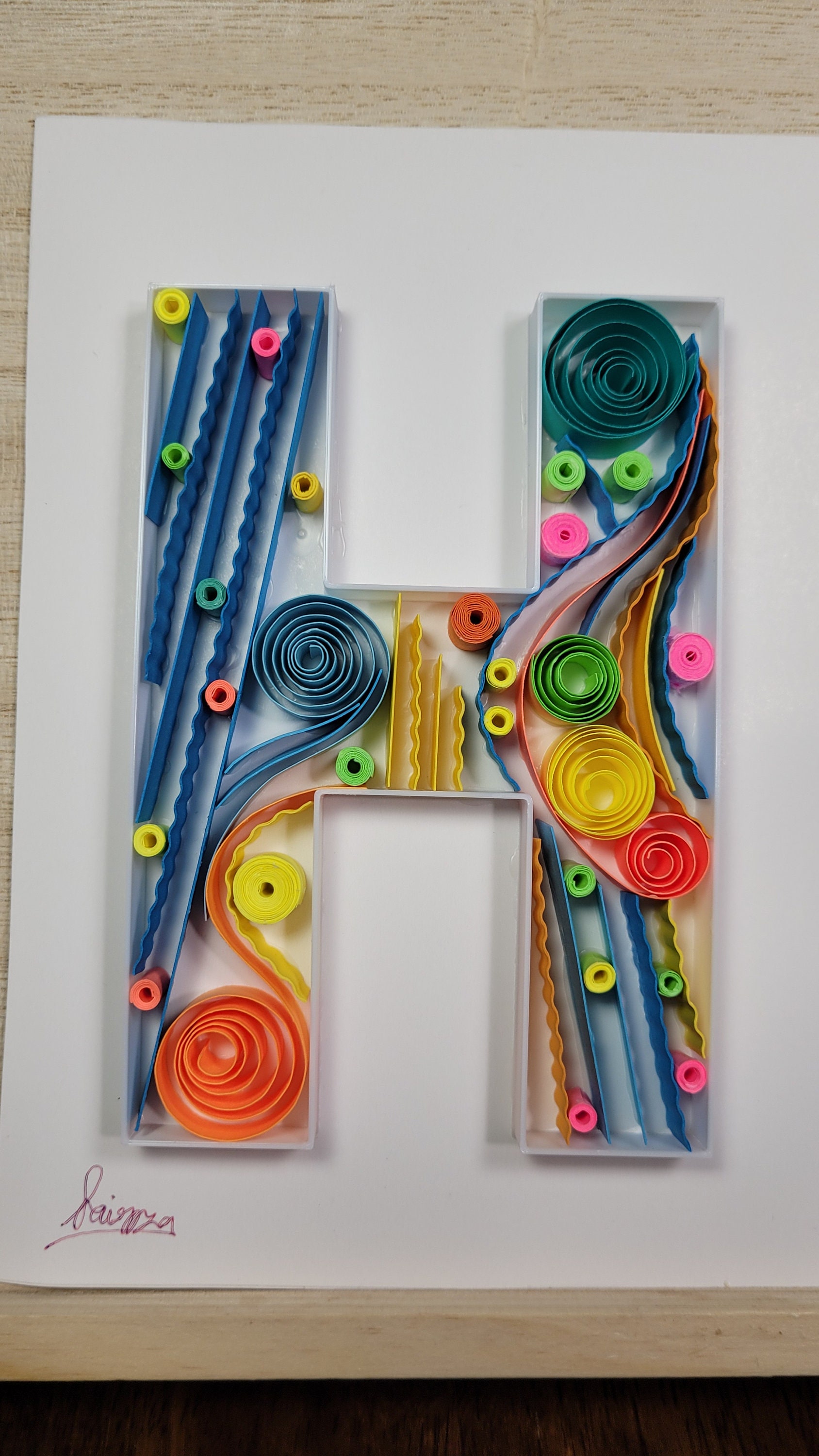 H Quilling Wall Paper Art Letter H Paper Art Personalized Monogram Gift ...