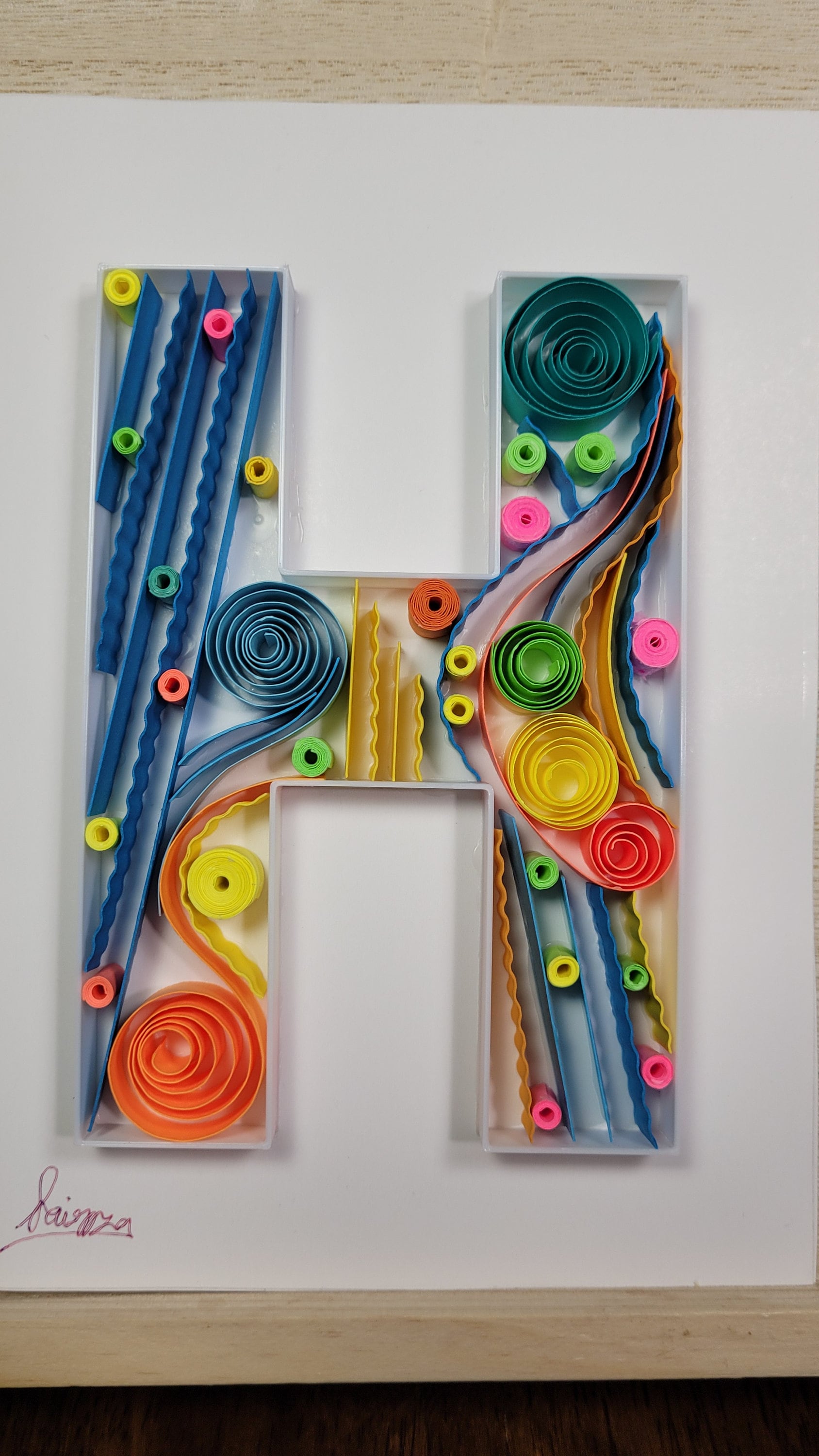 H Quilling Wall Paper Art Letter H Paper Art Personalized Monogram Gift ...