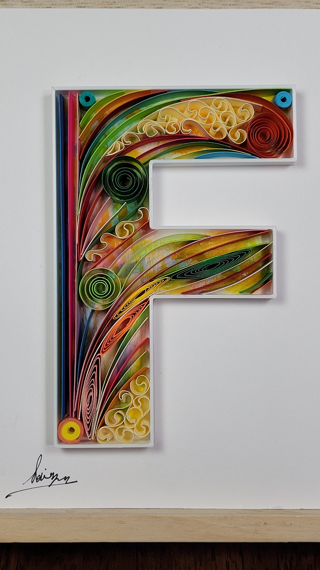 Letter F Quilling Wall Paper Art, Custom, Framed, Monogram ...