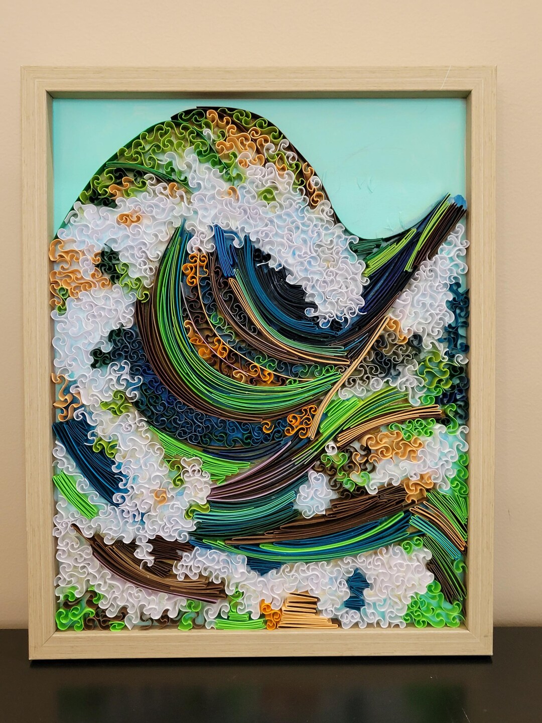 Handmade Quilling Paper Art - 3D Ocean Wave Wall Decor | Nautical Beach ...