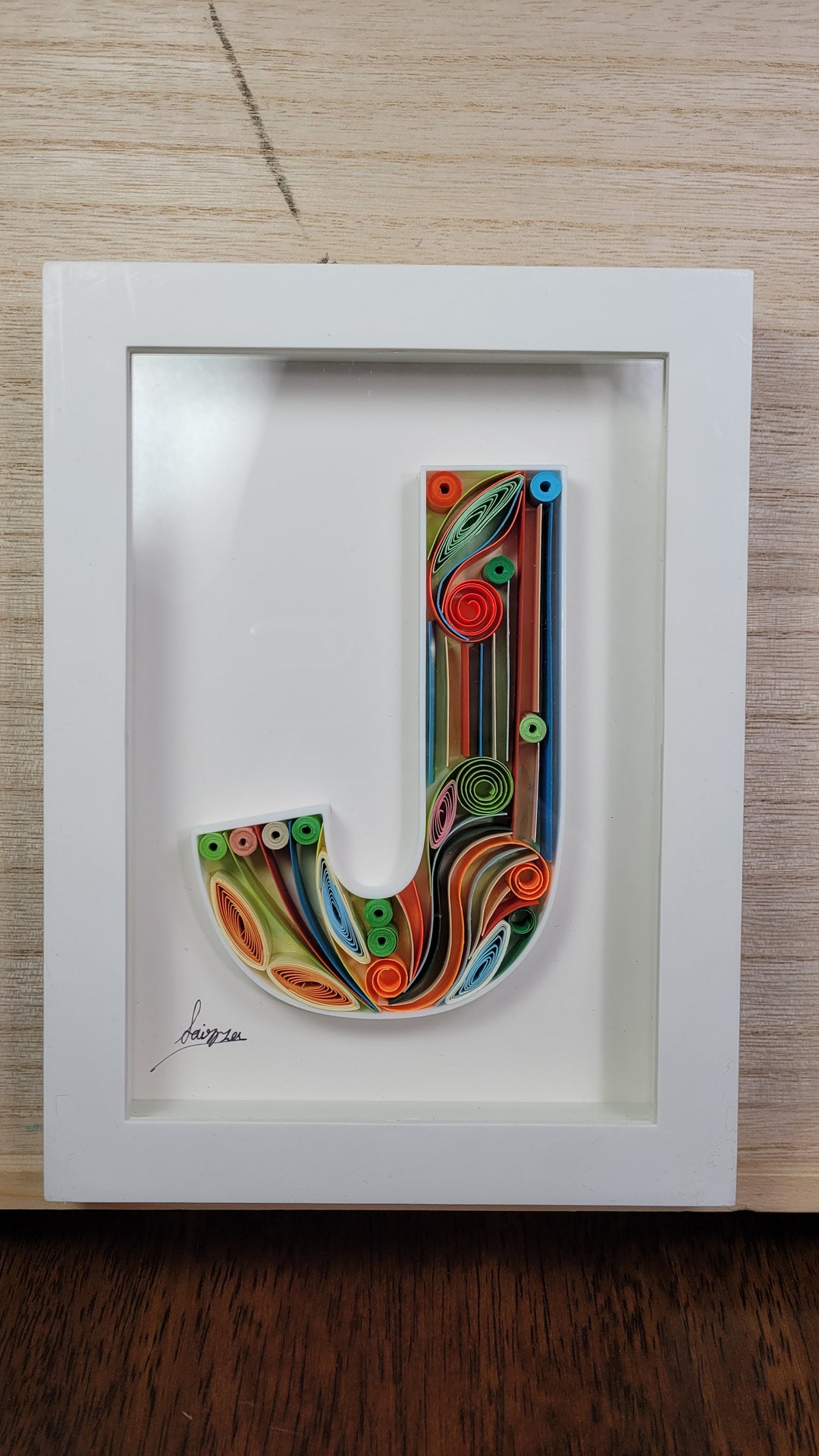 J Quilling Wall Paper Art Letter J Paper Art Personalized Monogram Gift ...