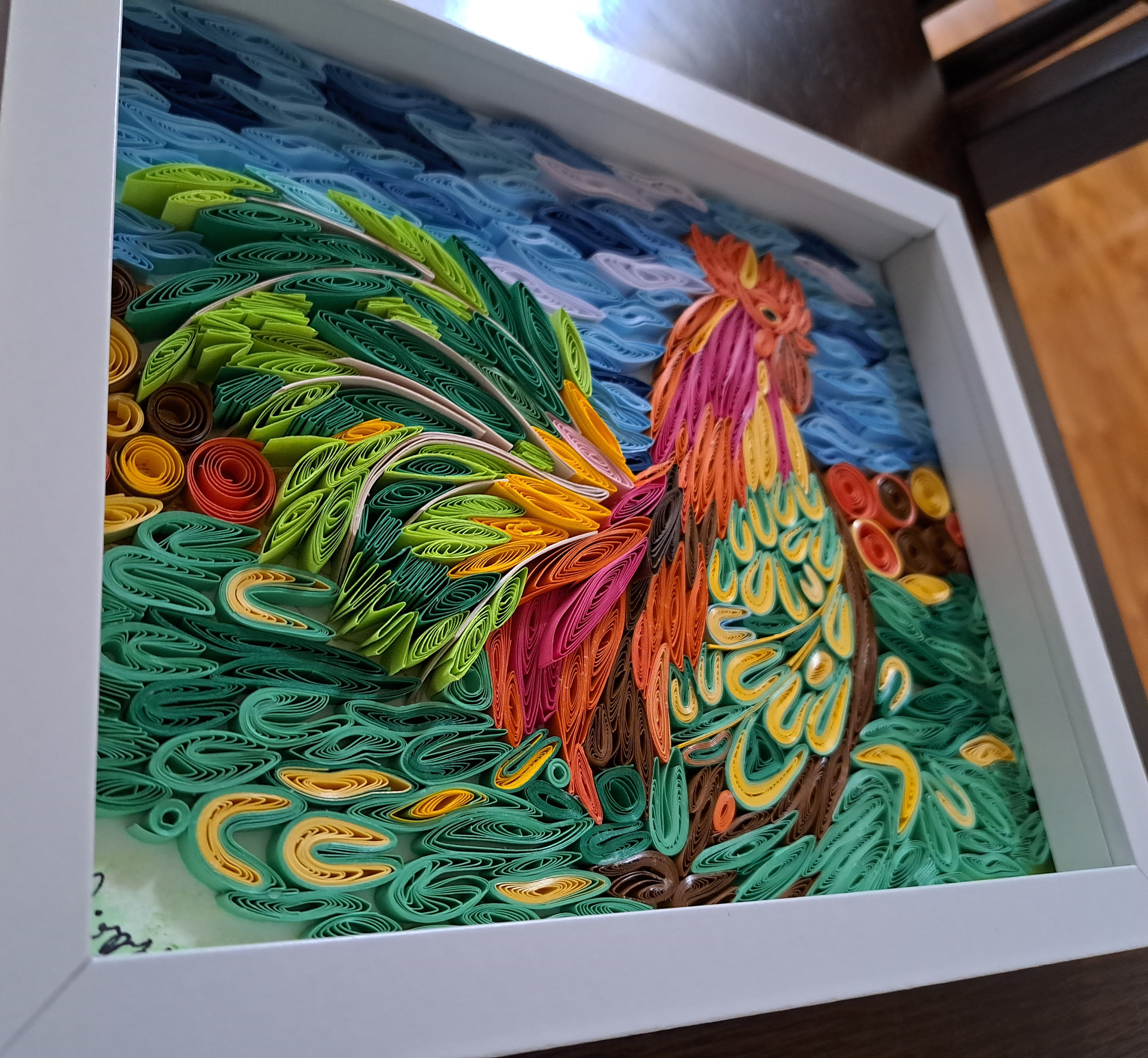 Handmade Quilling Rooster Art 3D Paper Quilled Farmhouse Decor in ...