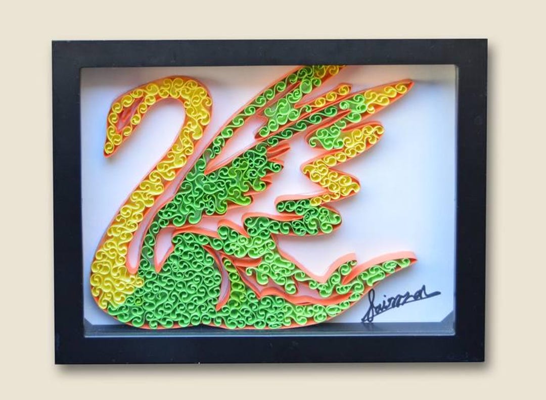 Handmade Quilling Paper Swan Wall Art -elegant 3D Framed Decor -unique ...