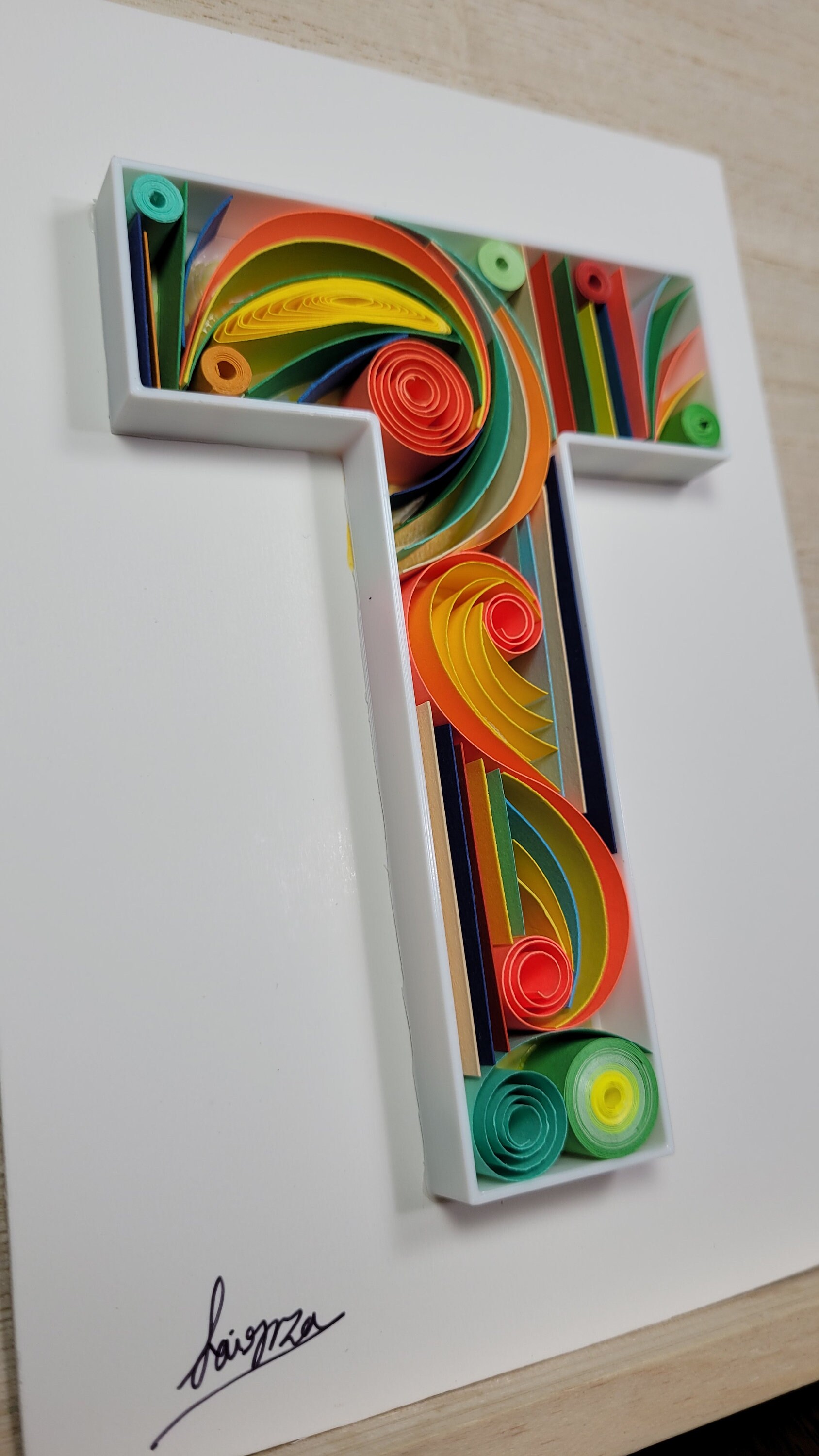 T Quilled Wall Paper Art Letter T Quilling Paper Art Personalised ...