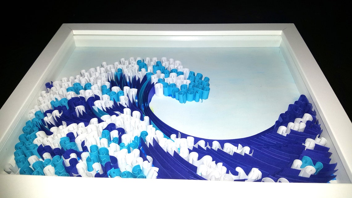 Quilled Paper Art 11x9 the Wave Nursery Decor Original - Etsy