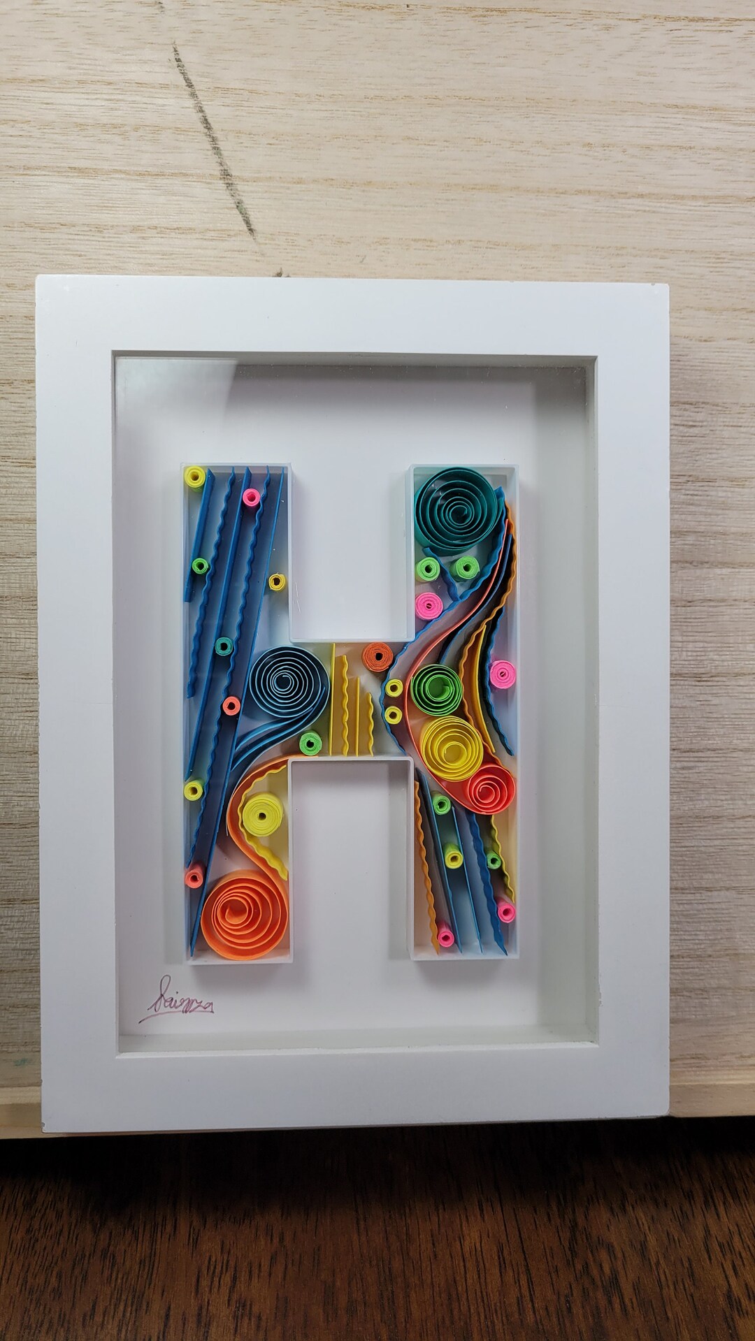 H Quilling Wall Paper Art Letter H Paper Art Personalized Monogram Gift ...