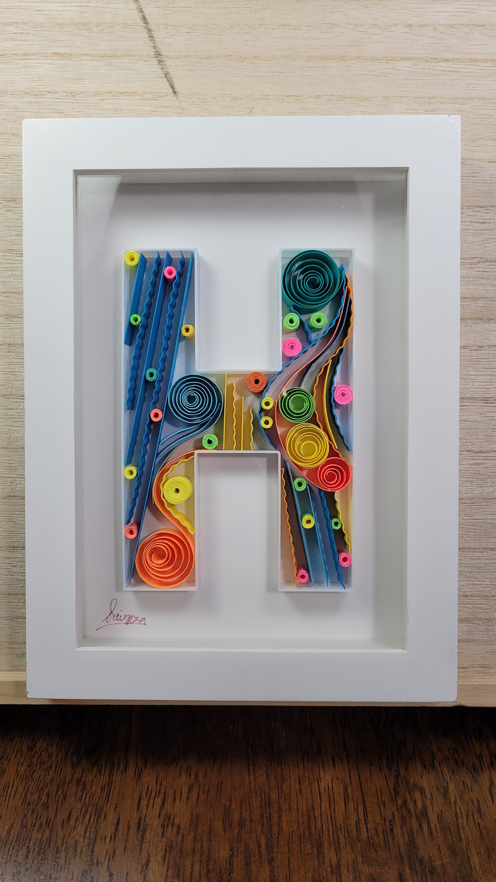 H Quilling Wall Paper Art Letter H Paper Art Personalized Monogram Gift ...
