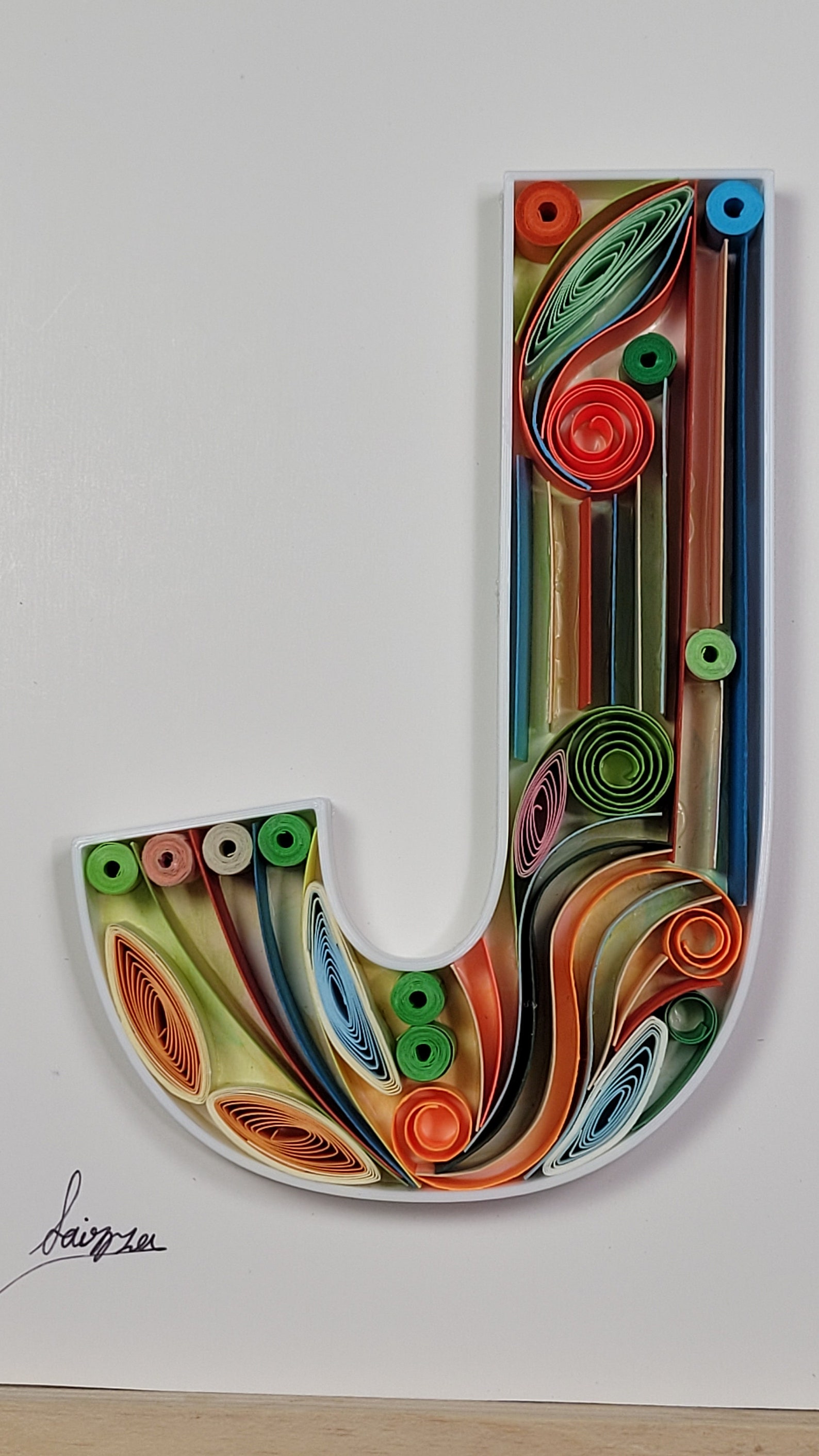 J Quilling Wall Paper Art Letter J Paper Art Personalized Monogram Gift ...