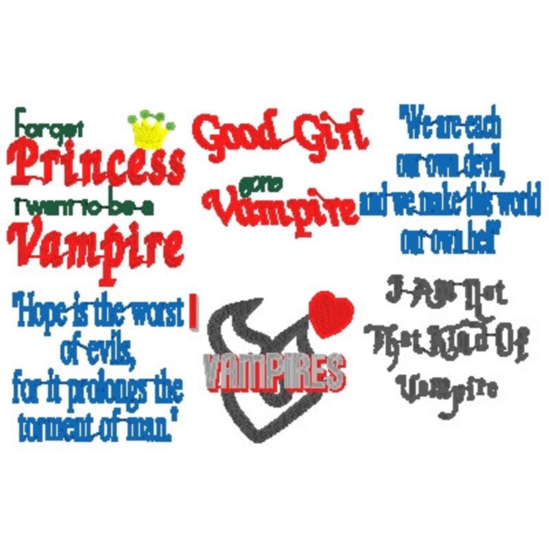 Vampire Gothic Emo Themed Machine Embroidery Design Set - Etsy