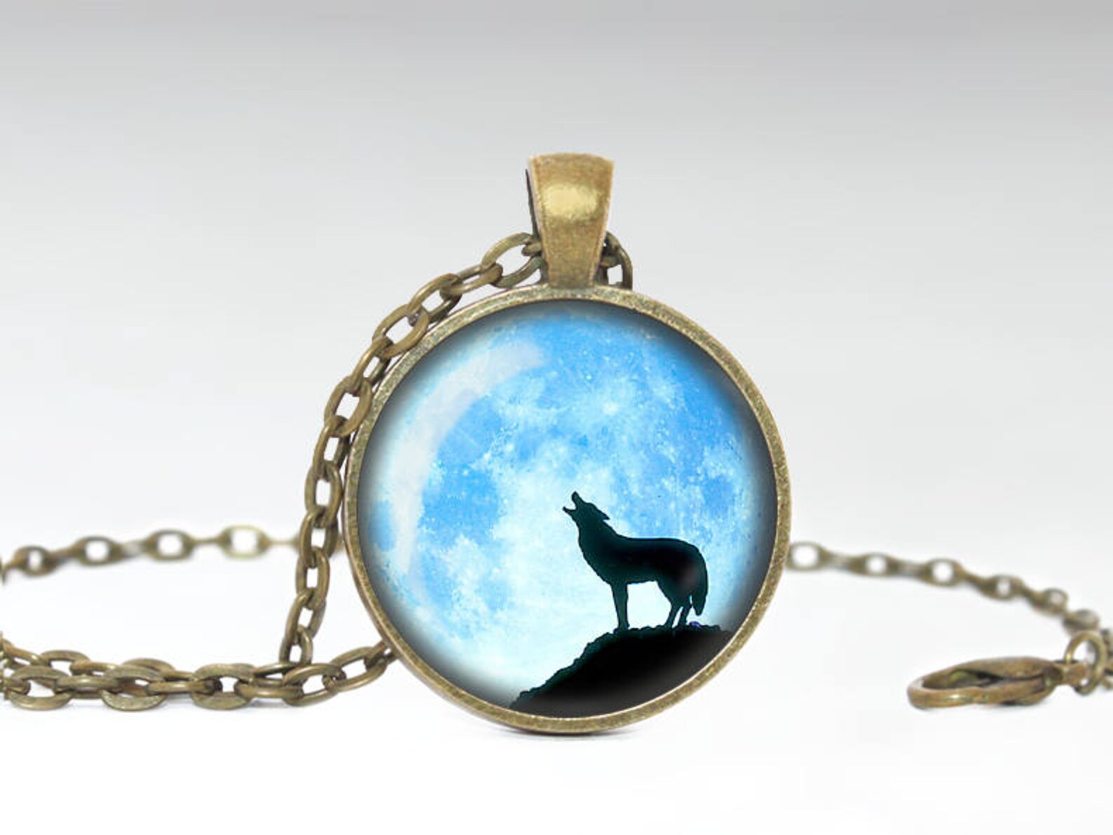 Blue Moon Jewelry, Wolf Necklace, Animal Moon Pendant A25 - Etsy