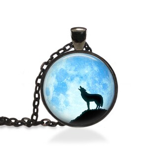 Blue Moon Jewelry, Wolf Necklace, Animal Moon Pendant A25 - Etsy