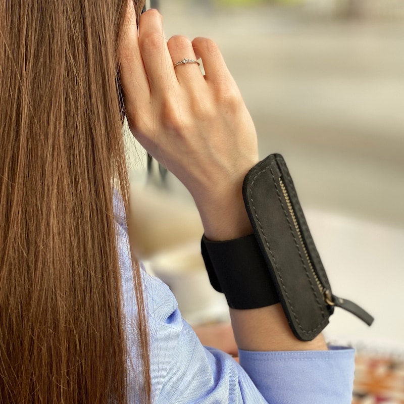 Leather Wrist Wallet - Etsy