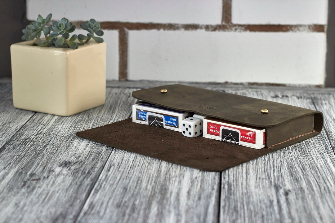 Personalized Leather Playing Card & Dice Case: 2-deck Poker Storage - Etsy