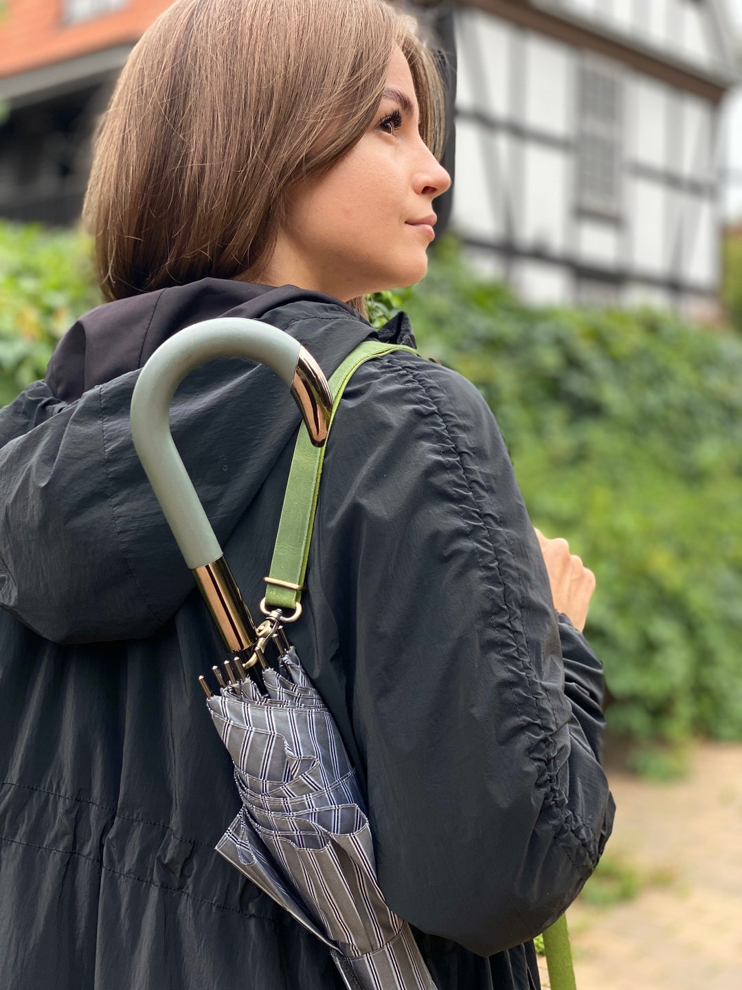 Personalized Leather Shoulder Strap for Cane Umbrella Umbrella Holder ...